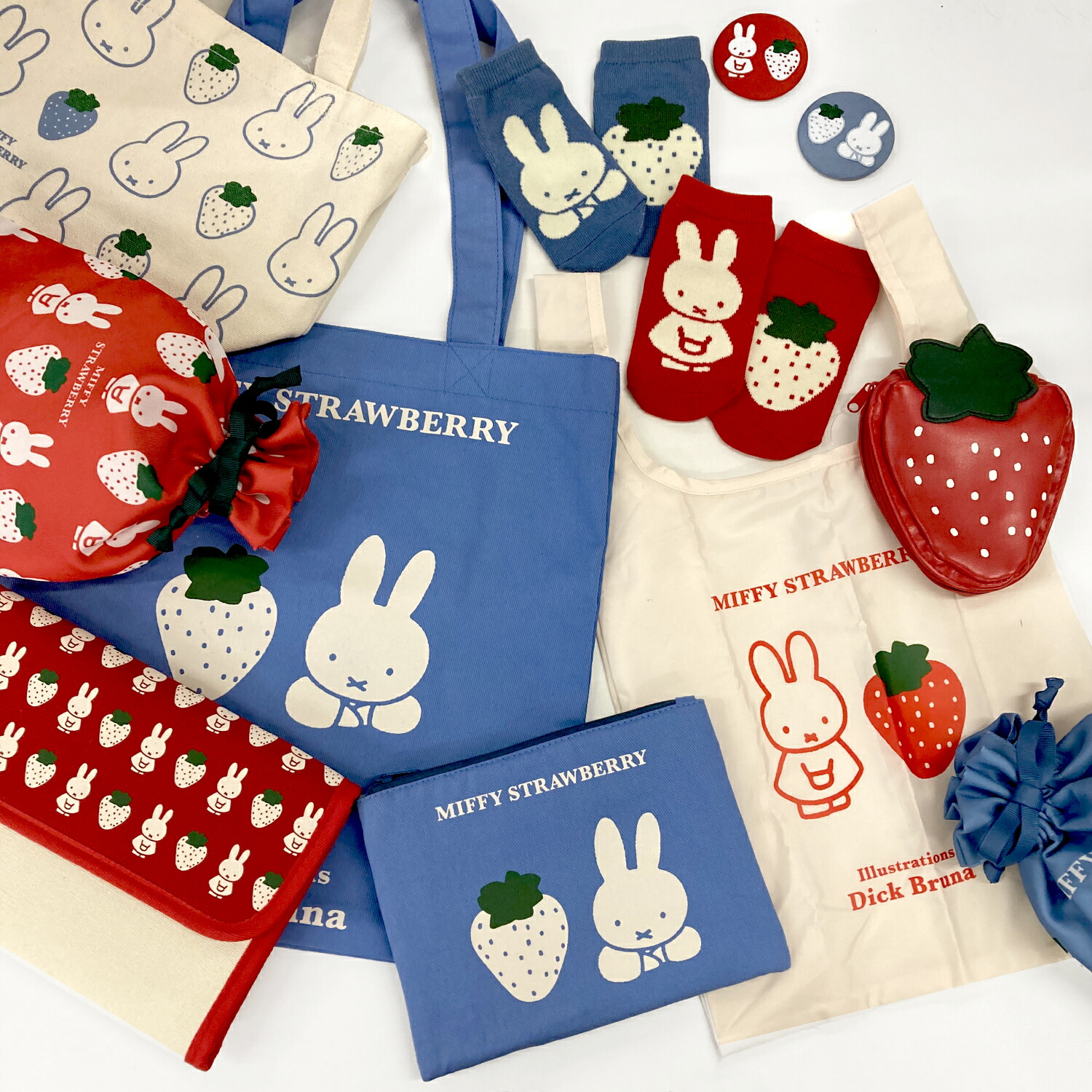 【楽天市場】[公式] [公式] dick bruna miffy ミッフィー ストロベリー RD/BL マチ付きバッグ MF2506 ...