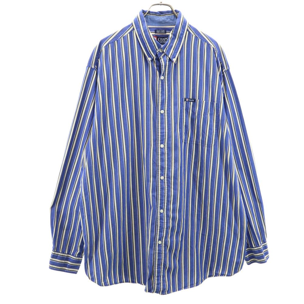 【楽天市場】古着 チャップス CHAPS ストライプ柄 長袖 ボタンダウンシャツ 2XT 青紫 メンズ 【中古】 【PD】：古着、USED専門 ...