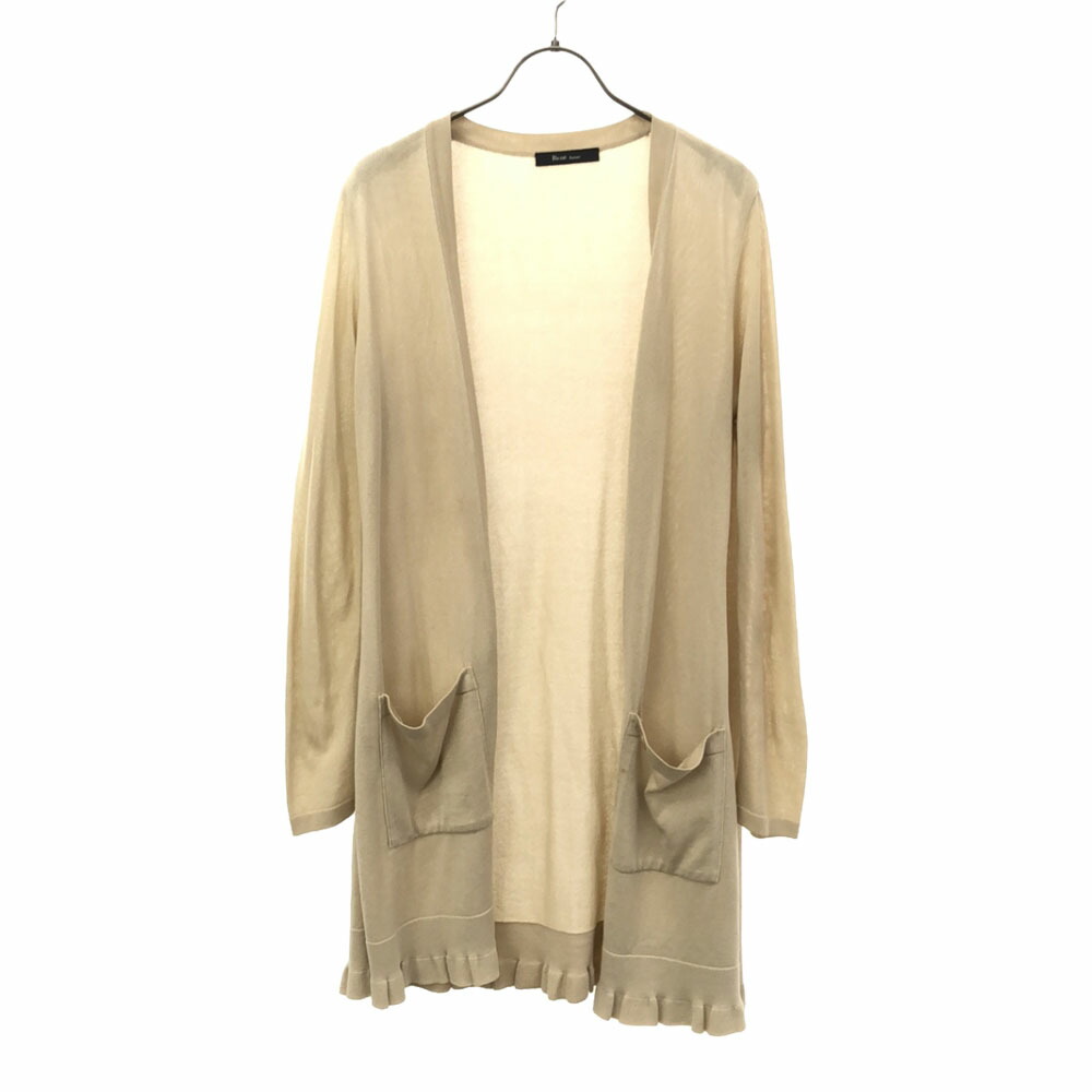 【楽天市場】古着 Rene basic ルネベーシック 日本製 長袖 ロング ニットカーディガン 36 ベージュ フリル レディース 【中古】：古着、USED専門百貨店BIG2nd