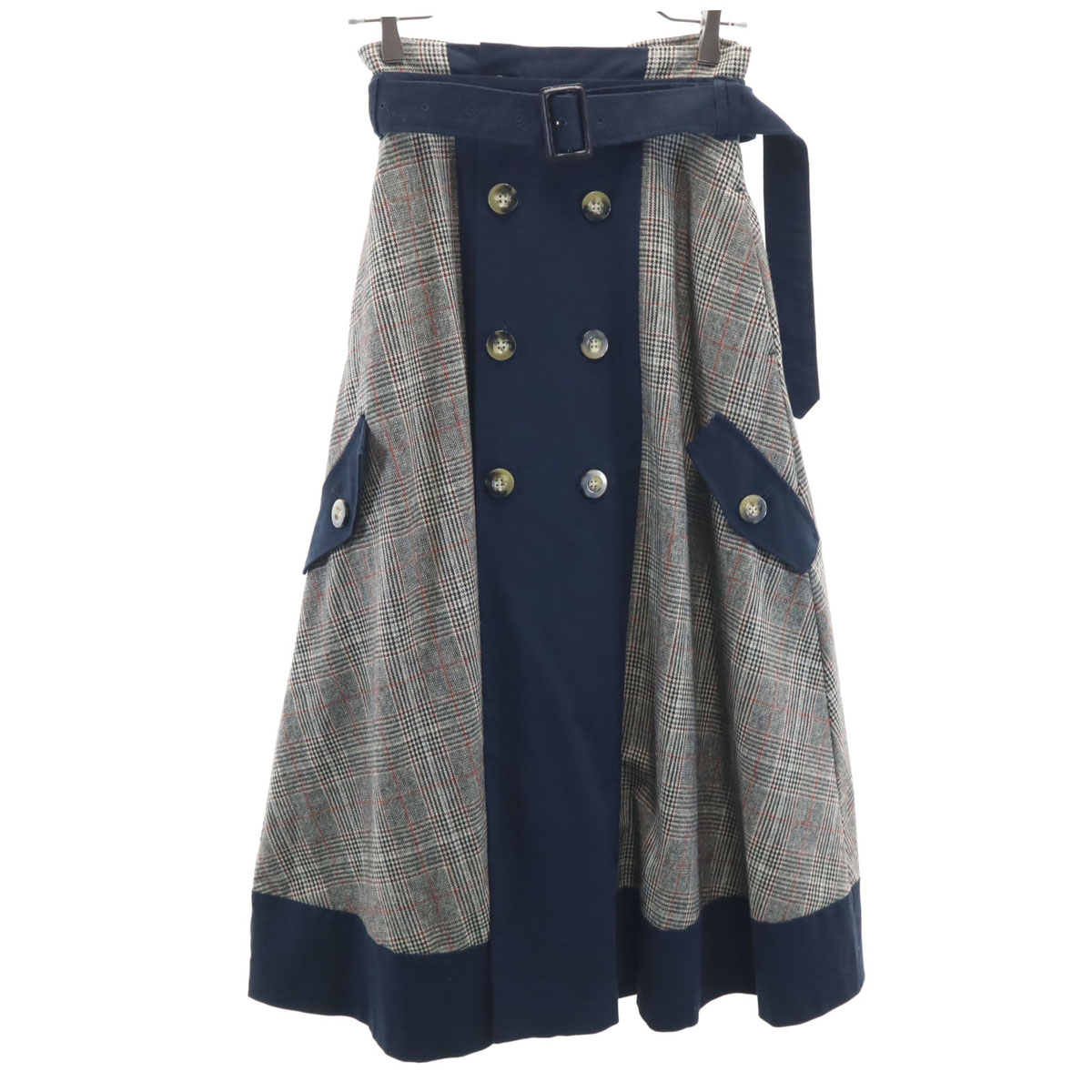 【楽天市場】古着 AMERI UNDRESSED アメリ グレンチェック ロングスカート グレージュ レディース 【中古】 【PD】：古着、USED専門百貨店BIG2nd