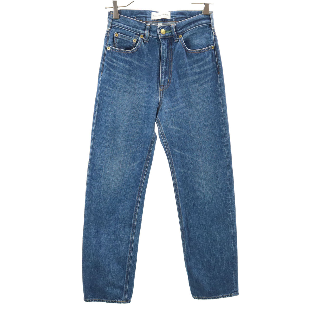 【楽天市場】古着 トゥエモントレゾア 日本製 テーパードデニムパンツ W24 ブルー ジーンズ シンチバック レディース 【中古】 【PD】：古着、USED専門百貨店BIG2nd