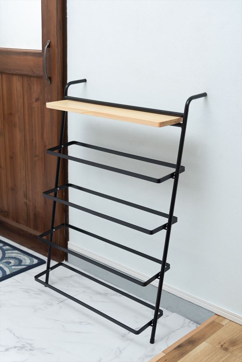 【楽天市場】アイアンシューズラック ブラック NIT-15BK シューズラック アイアン ラック シューズ 靴 くつ スリム 玄関 収納 すっきり シンプル 省スペース 機能性：スペースラボ