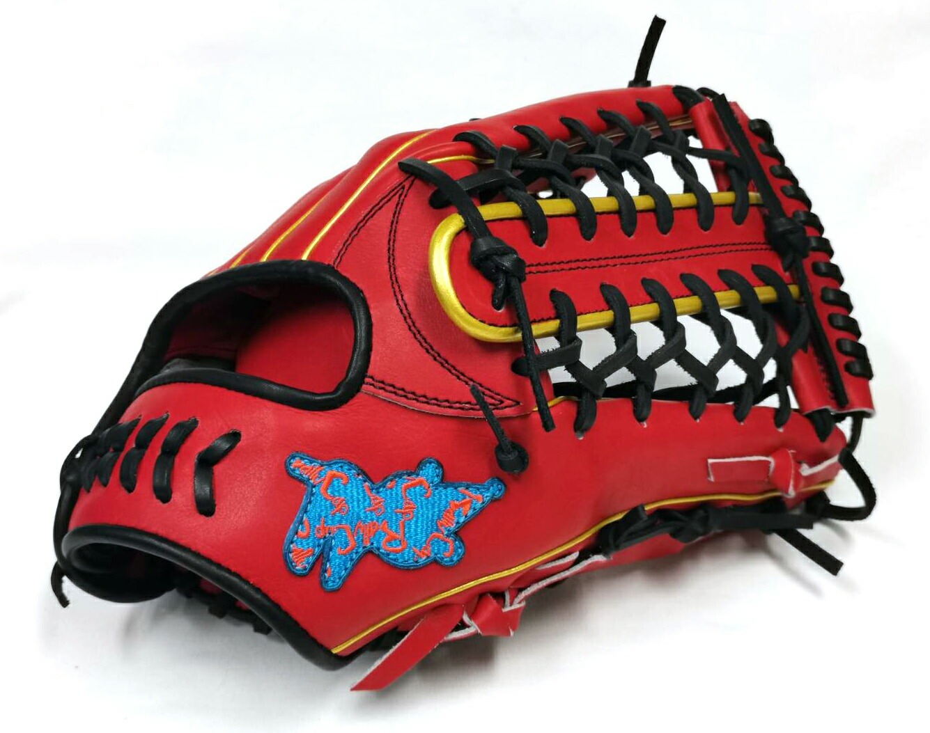 【楽天市場】【Rally Cap（ラリーキャップ）】硬式用グラブ 外野手用 RCT21 （Jレッド×ゴールド×ブラック）クマラベル 日本製 ...