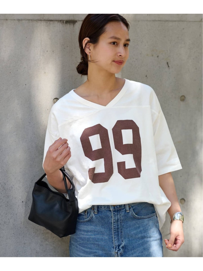 【楽天市場】【SALE／30%OFF】VネックフットボールTEE FRAMeWORK フレームワーク トップス カットソー・Tシャツ ホワイト グレー【RBA_E】【送料無料】[Rakuten ...