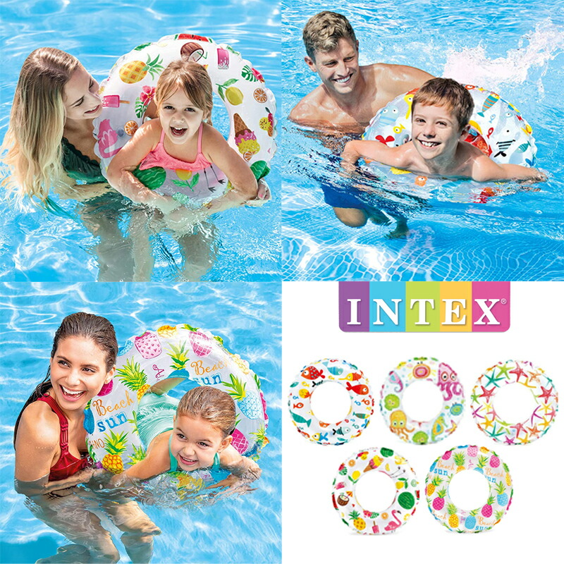 【楽天市場】59241 INTEX ライブリープリントスイムリング 61cm ｜ 日本正規品 インテックス intex 浮き輪 浮輪 ウキワ ...
