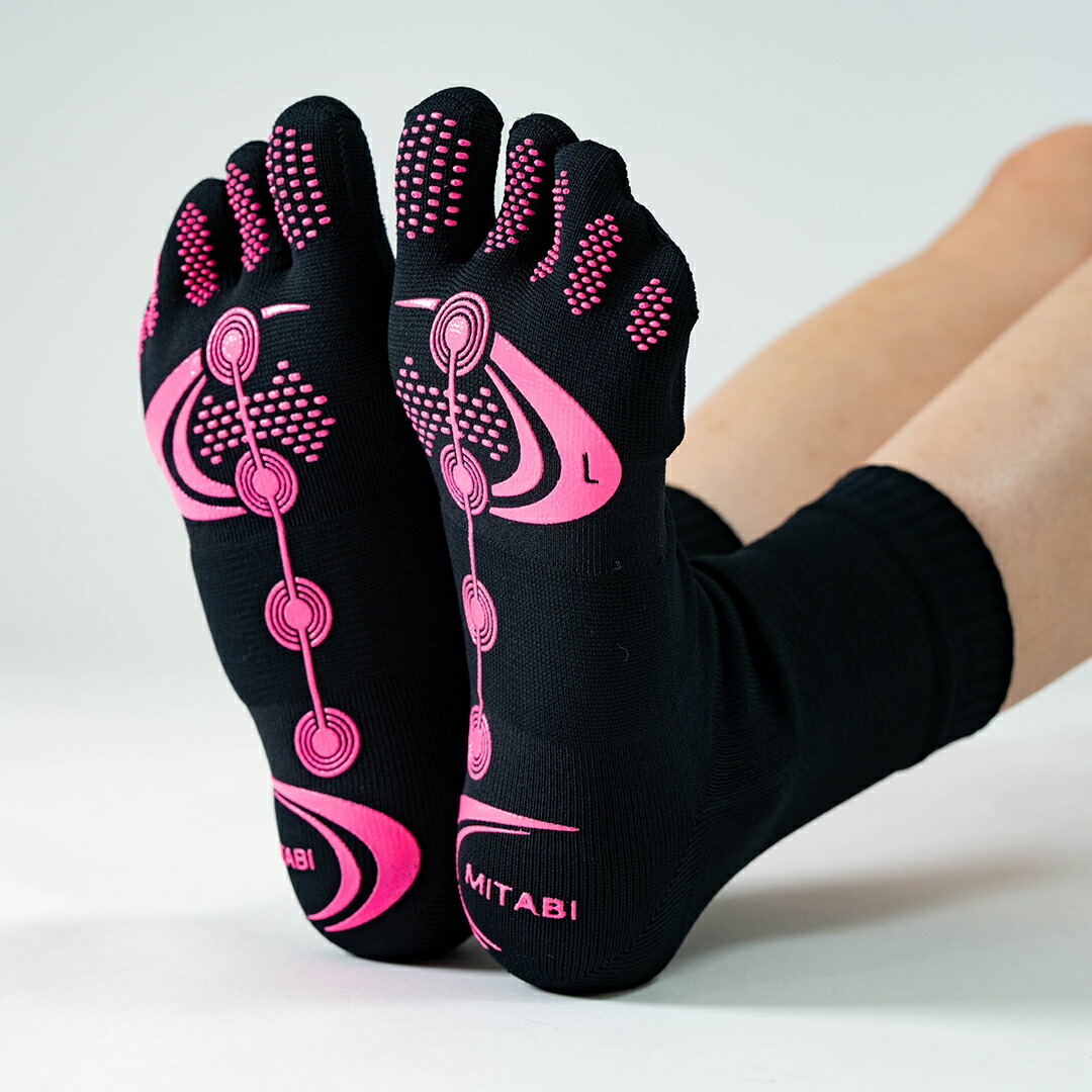 【楽天市場】MITABI 3本指ソックス クルー BLK/PNK：SportsBOX 楽天市場店
