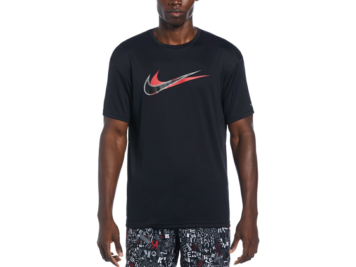 【楽天市場】ナイキ NIKE スタックトスウッシュ 半袖ハイドロガード メンズ ブラック 黒 水泳 スイム 海水浴 ラッシュガード ...