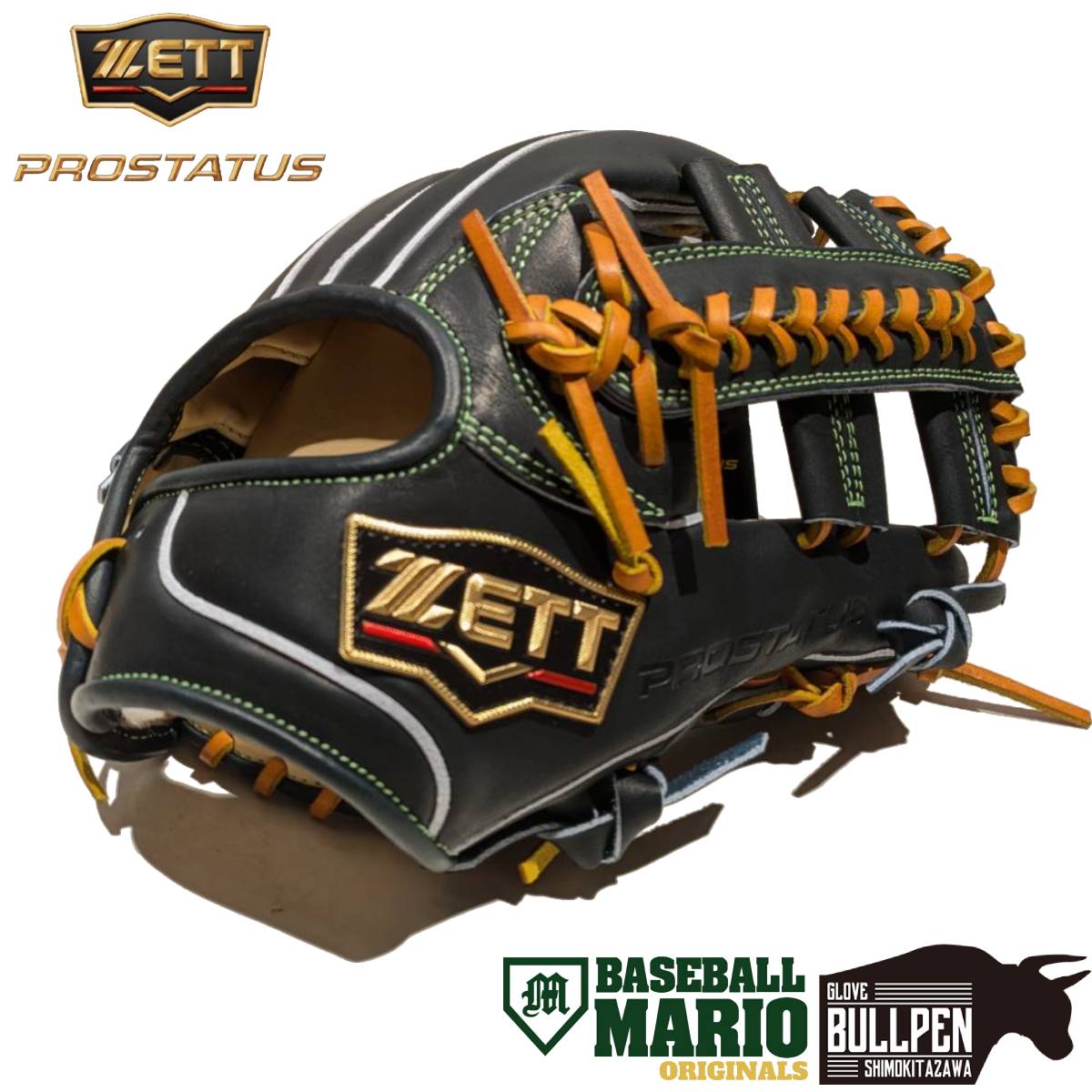 【楽天市場】【10/25限定!当選確率1/2最大100％Pバック！】ゼット ZETT 【専用グラブ袋付き】プロステイタス PROSTATUS マリオオリジナル 硬式用グラブ 内野手用 296型 ...