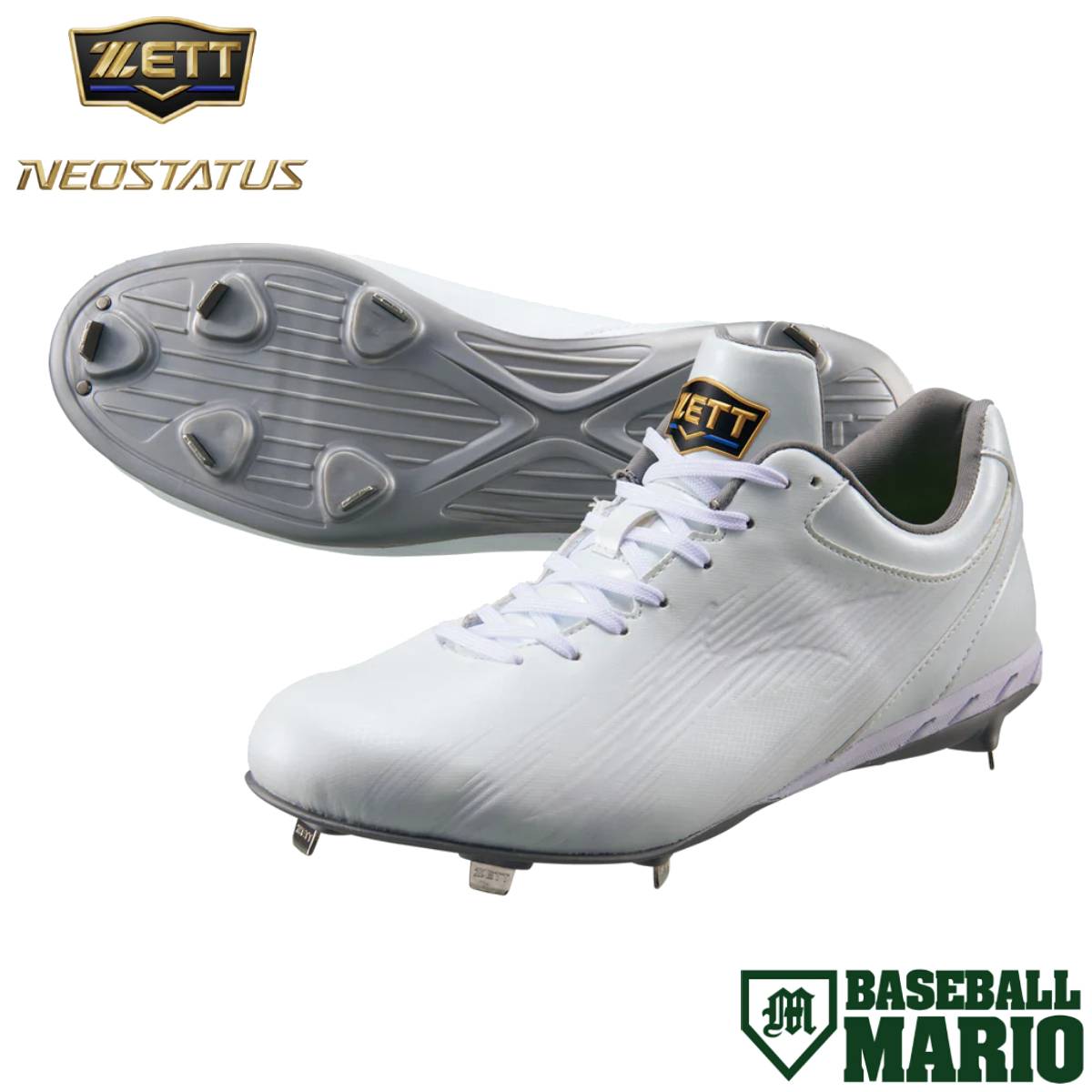 【楽天市場】ゼット ZETT NEOSTATUS 埋め込みスパイク ホワイト 一般 ネオステイタス 野球 スパイク シューズ 白スパイク 金具 金属 固定 ベースボールマリオ ...