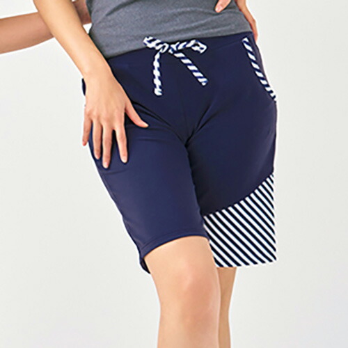 【楽天市場】ミカノ MIKANO 裾切替ボーダーパンツ フィットネス レディース 66101A-NY/BSNY：スポーツミツハシ楽天市場店