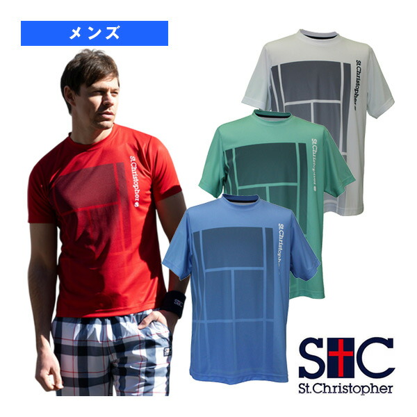 【楽天市場】【テニスウェア（メンズ/ユニ） セントクリストファー】 テニスコートゲームシャツ メンズ STC-BEM1445 ：スポーツプラザ