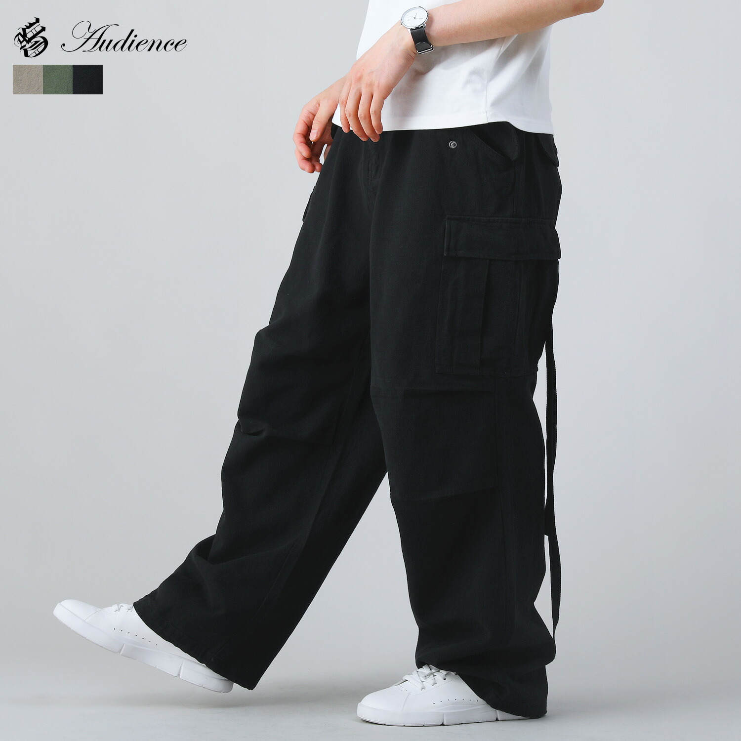 【楽天市場】カーゴパンツ パラシュートパンツ ワイドパンツ イージーパンツ メンズ カーゴ テープ M-65 U.S.ARMY ミリタリー 綿麻 バックサテン 裾絞り キナリ ブランド S M ...