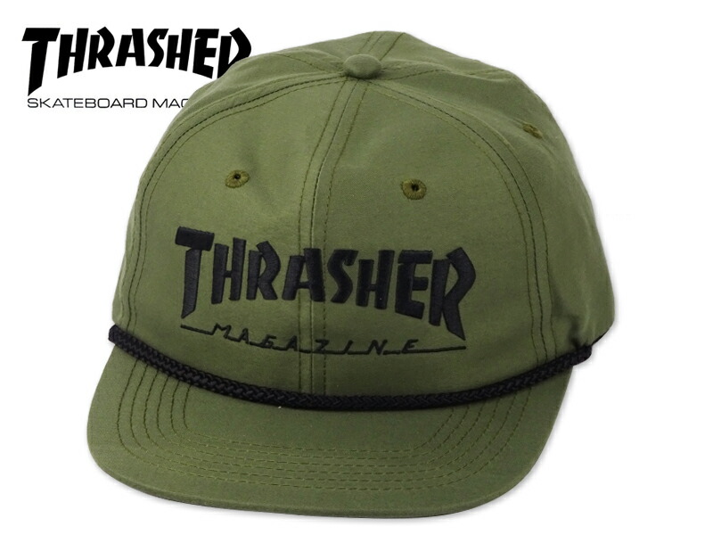 【楽天市場】THRASHER スラッシャー ROPE LOGO SNAPBACK CAP OLIVE/BLACK ロープ スナップバック ...