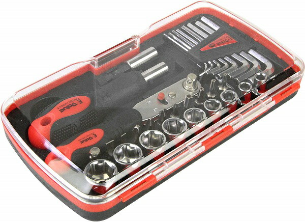 【楽天市場】E-Value ラチェットドライバー ラチェットレンチセット 35pcs EMT-35C 工具セット ツールセット：S．S．N