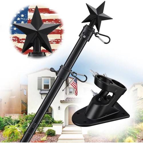【楽天市場】Star Flag pole And Bracket Set スター フラッグポール ブラケット セット 2ポジション トッパー ...