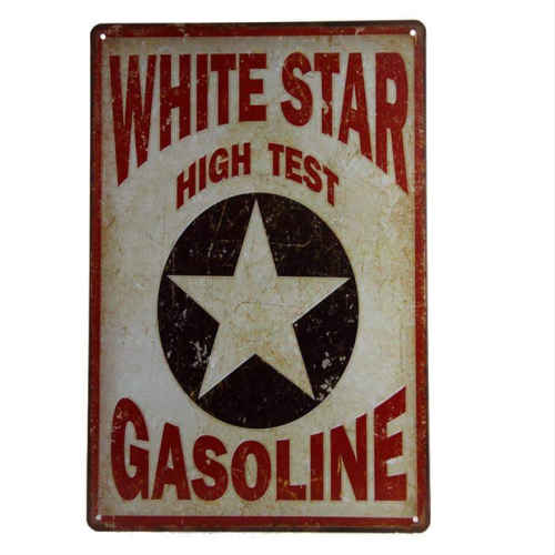 【楽天市場】White Star High Test Gasoline Tin Sign ホワイトスター ハイテスト ガソリン ブリキ サイン ...