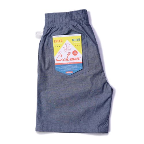 【楽天市場】クックマン シェフパンツ Chef Pants Short Chambray Light Blue シャンブレー ライトブルー ...