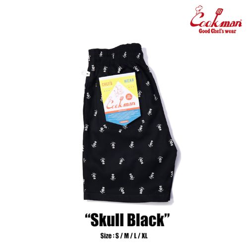 【楽天市場】クックマン シェフパンツ Chef Pants Short Skull Black スカル ブラック アメリカ アメリカン 短パン ...