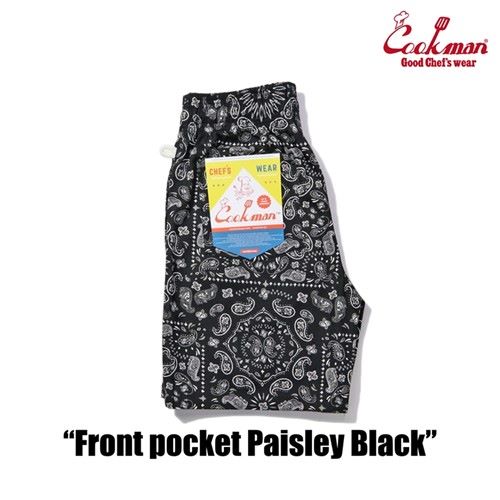 【楽天市場】クックマン シェフパンツ ショートパンツ Chef Pants Short Front pocket Paisley Black ...