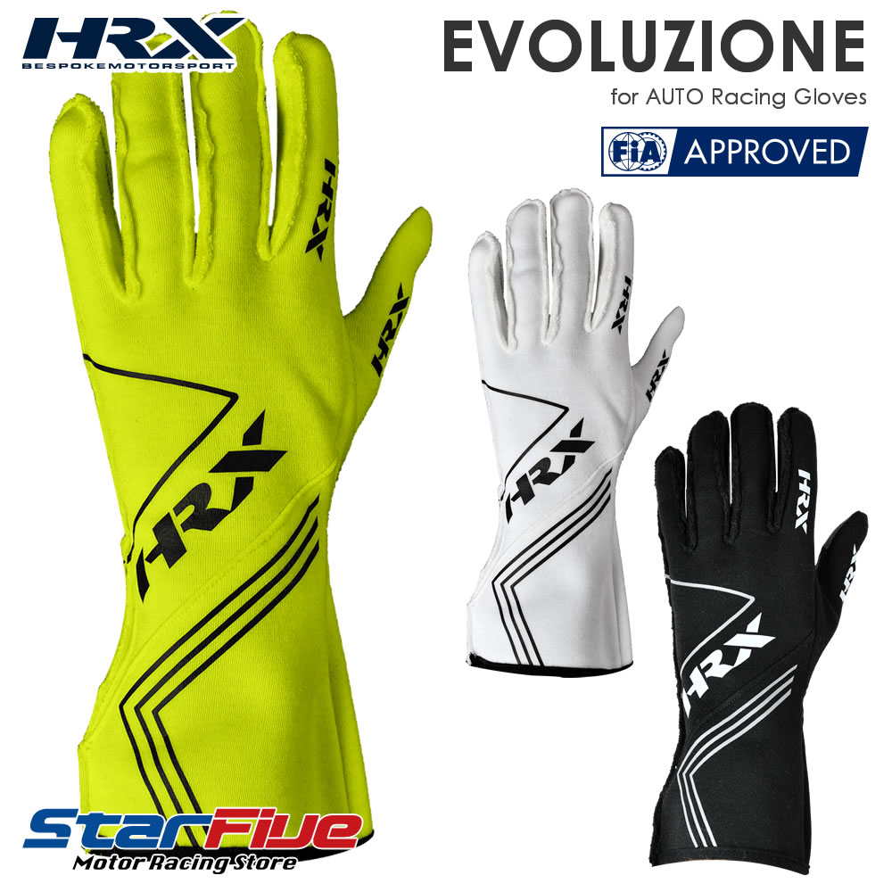【楽天市場】HRX レーシンググローブ 4輪用 EVOLUZIONE 外縫い FIA8856-2018公認 エイチアールエックス 2405：Star5 スターファイブ