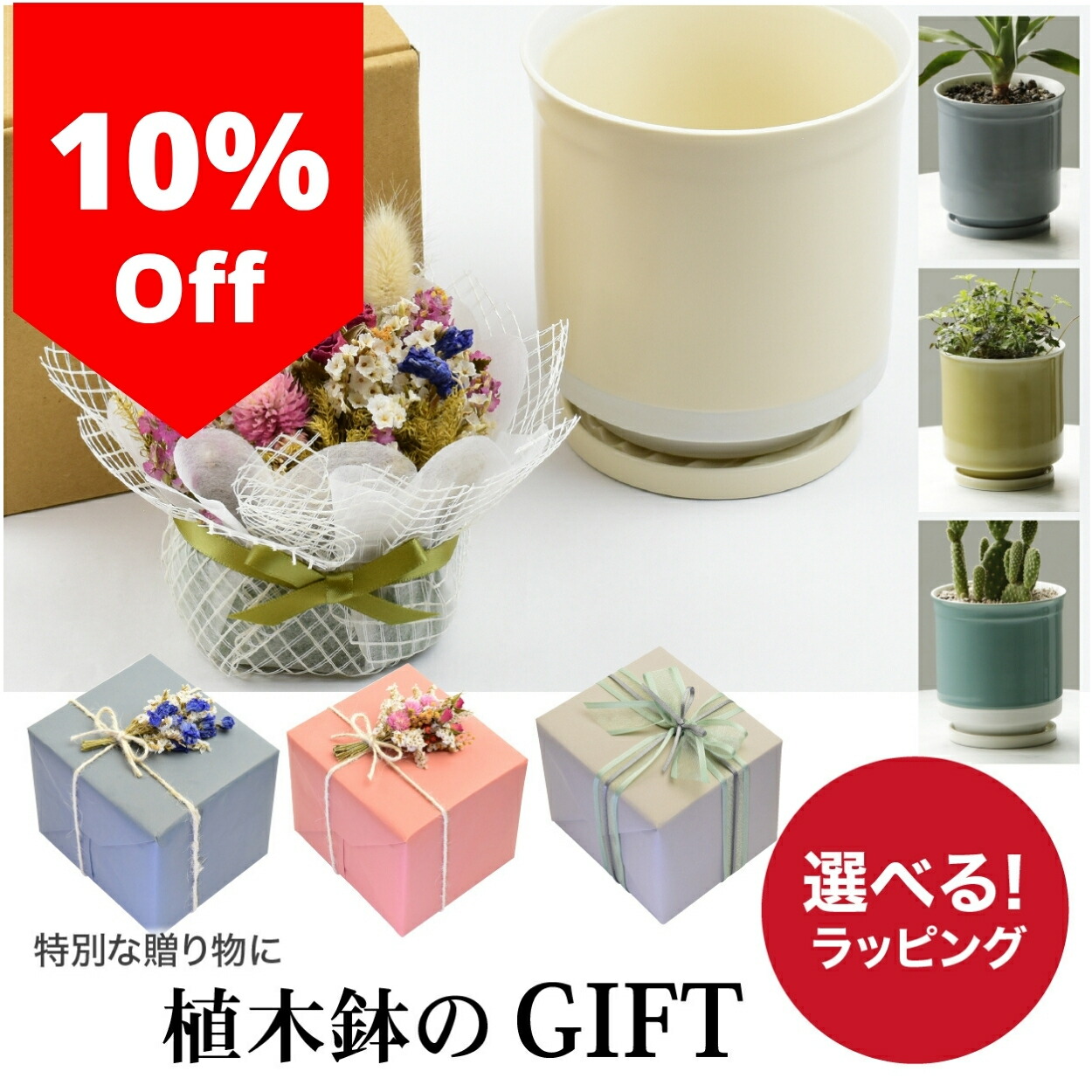 【楽天市場】【P2倍&5%OFFクーポン対象!★SS限定】 【選べるラッピング!】植木鉢 陶器 おしゃれ 室内 かわいい 北欧 鉢カバー 10.5x11.5cm 波佐見焼 プレゼント ギフト ...