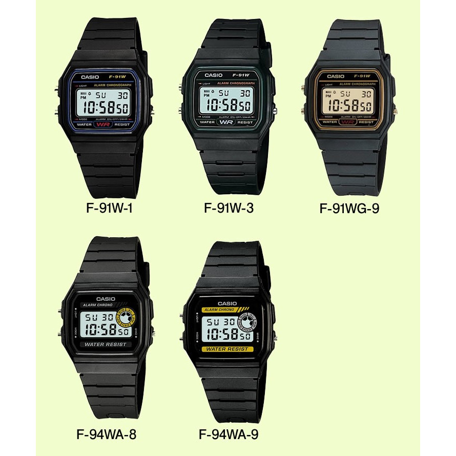 【楽天市場】CASIO-F-9 カシオ 腕時計 チープカシオ デジタル F-91W-1 / F-91W-3 / F-91WG-9 / F ...