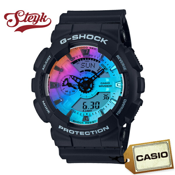 【楽天市場】CASIO GA-110SR-1A カシオ 腕時計 アナデジ G-SHOCK メンズ ブラック マルチカラー レインボー ...