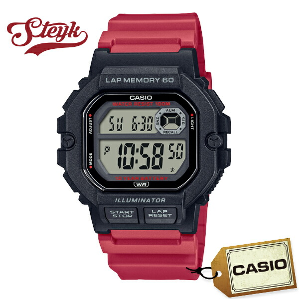 【楽天市場】CASIO WS-1400H-4A カシオ 腕時計 デジタル STANDARD スタンダード メンズ ブラック レッド カジュアル ...