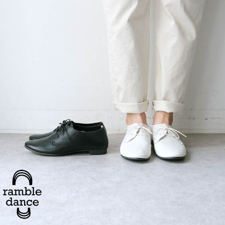 【楽天市場】【LINE登録で500円オフクーポン】 ramble dance ランブルダンス 373-11083シュリンクレザー 2穴レースアップシューズ 靴 レディース 革靴 フラット ロー ...