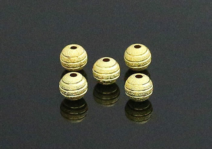 【楽天市場】(6個入)roli-07Gライン彫りビーズ 浅金色（7mm）パーツ メタル バラ売りメール便発送可：パワーストーン天然石 STONE HACCI