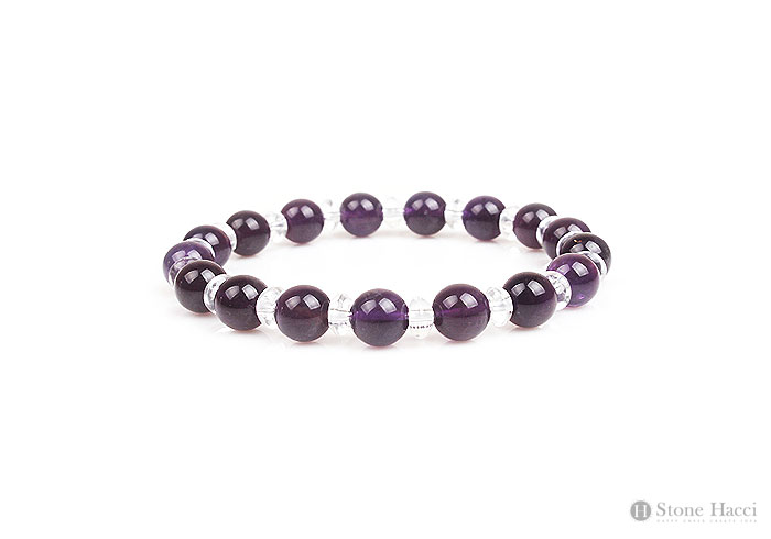 【楽天市場】天然石カット水晶入りデザインブレスレット8mm(アメジスト+カット水晶)【メール便発送可･ギフト対応OK】：パワーストーン天然石 STONE HACCI