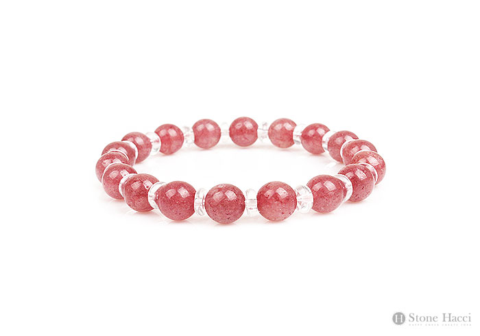 【楽天市場】天然石カット水晶入りデザインブレスレット6mm(ストロベリークォーツ+カット水晶)【メール便発送可･ギフト対応OK】：パワーストーン天然石 STONE HACCI