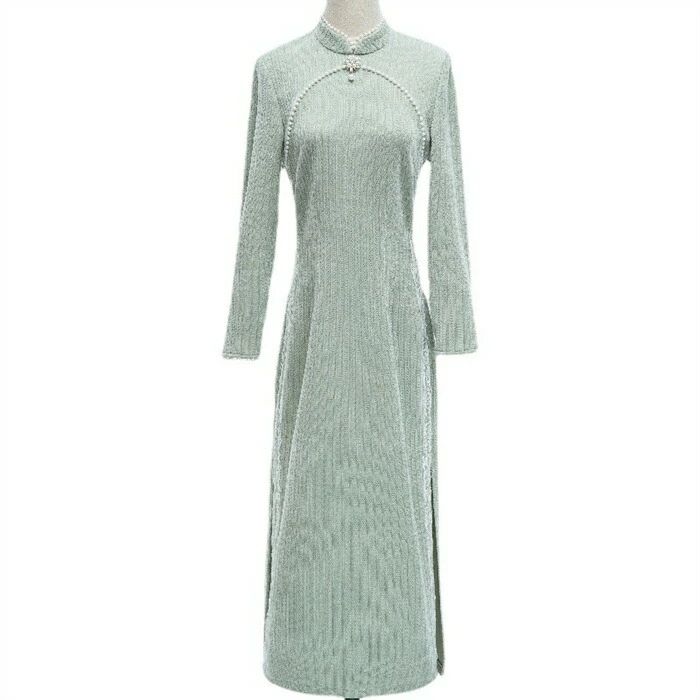 【楽天市場】ワ レディース チャイナドレス チャイナ服 中華風 緑 ロング丈 長袖 オールインワン 秋 冬 春 秋冬新作 30代：ストア石丸