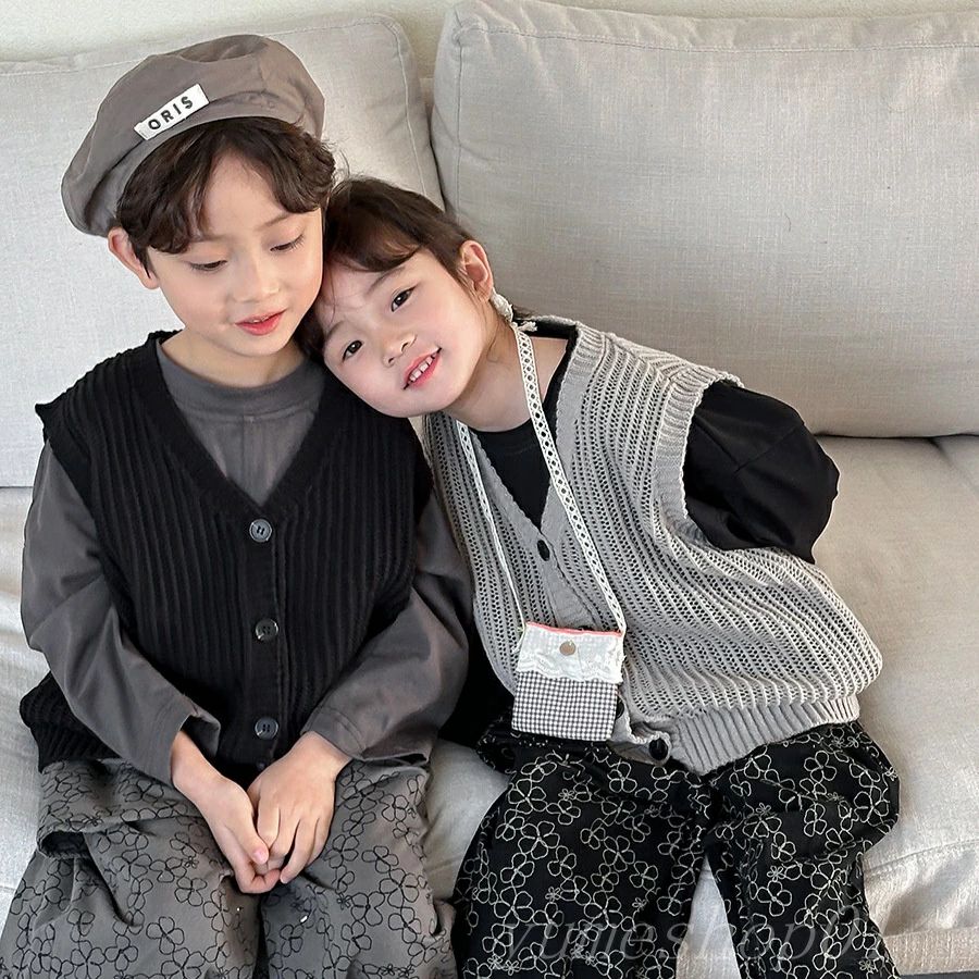 【楽天市場】【送料無料】子供の春の新作のきれな色の透け雕りのベストの男女の赤ちゃんの森系のレトロなチョッキの肩：ストア石丸