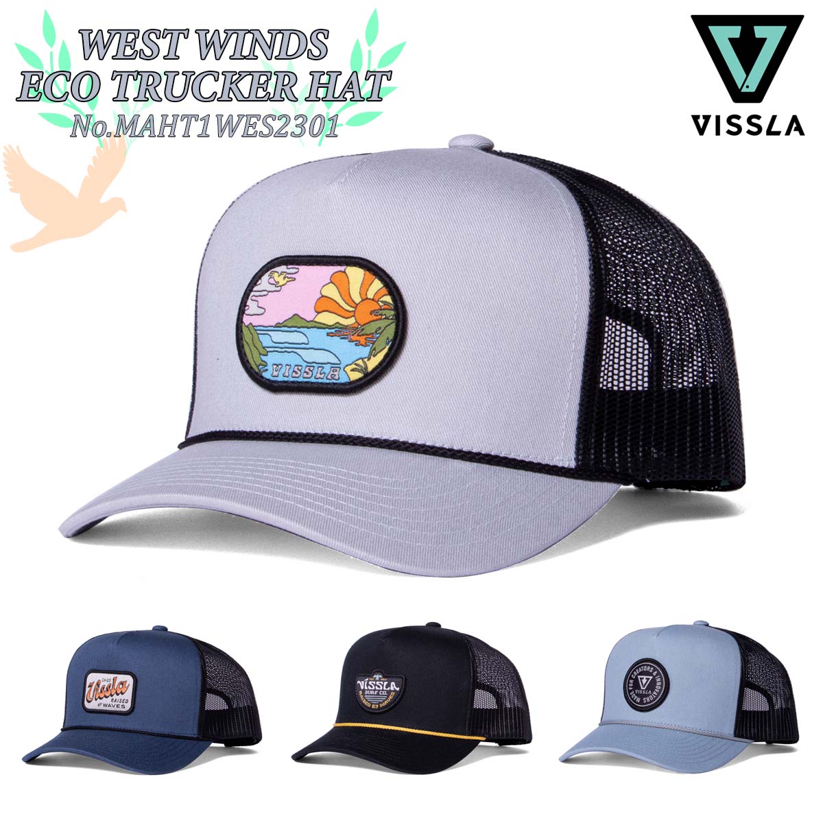 【楽天市場】23 VISSLA ヴィスラ キャップ WEST WINDS ECO TRUCKER HAT 帽子 ワッペン メッシュキャップ ...