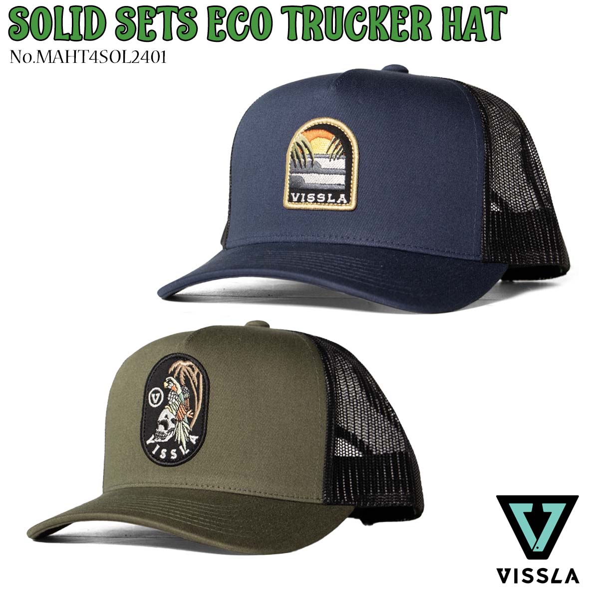 【楽天市場】24 VISSLA ヴィスラ キャップ SOLID SETS ECO TRUCKER HAT 帽子 CAP メッシュ ワッペン ...