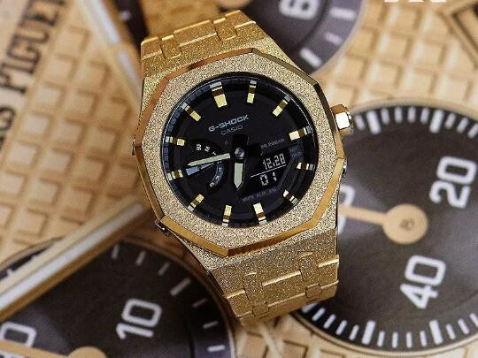 【楽天市場】G-shock GA-2100SKE-7 カシオーク カスタマイズ ステンレス グリッダー ゴールドケースストラップ：STRAP 24