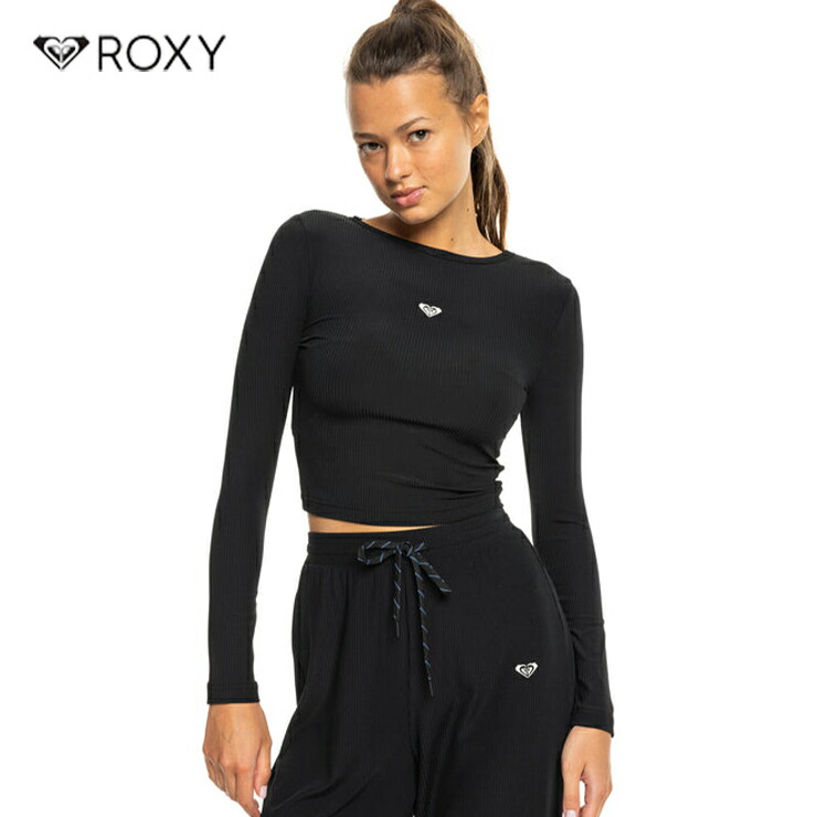 【楽天市場】アウトレット ROXY ロキシー RISE & VIBE RIB LS トップス BLACK ブラック Sサイズ Mサイズ クロップド丈 フィットネスウェア ダンスウェア ...