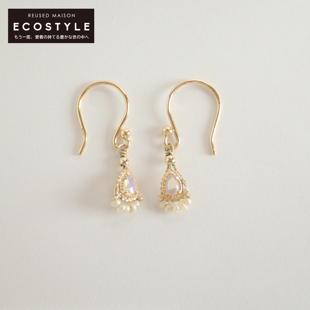 【楽天市場】agete アガット 14143112026-08-999 オパール/淡水パール ドロップピアス K14 K18 イエローゴールド レディース 【中古】：ブランドリサイクル エコスタイル