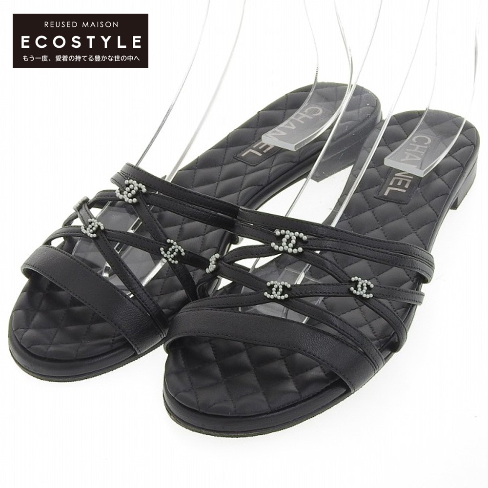 【楽天市場】CHANEL シャネル CHANEL シャネル ココマーク フラット サンダル パンプス レディース ブラック 40C ...