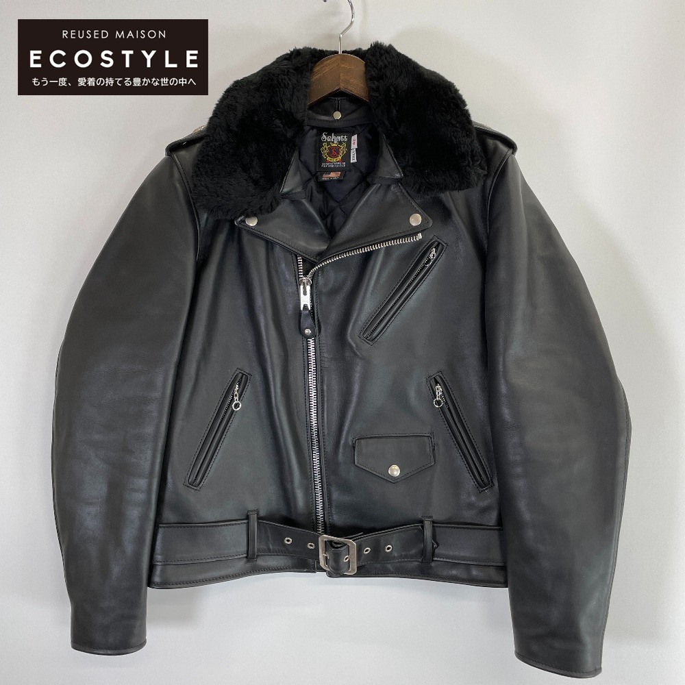【楽天市場】SCHOTT ショット 7164 ブラック ダブルライダースジャケット ワンスター ジャケット 42 ブラック メンズ 【中古】：ブランドリサイクル エコスタイル
