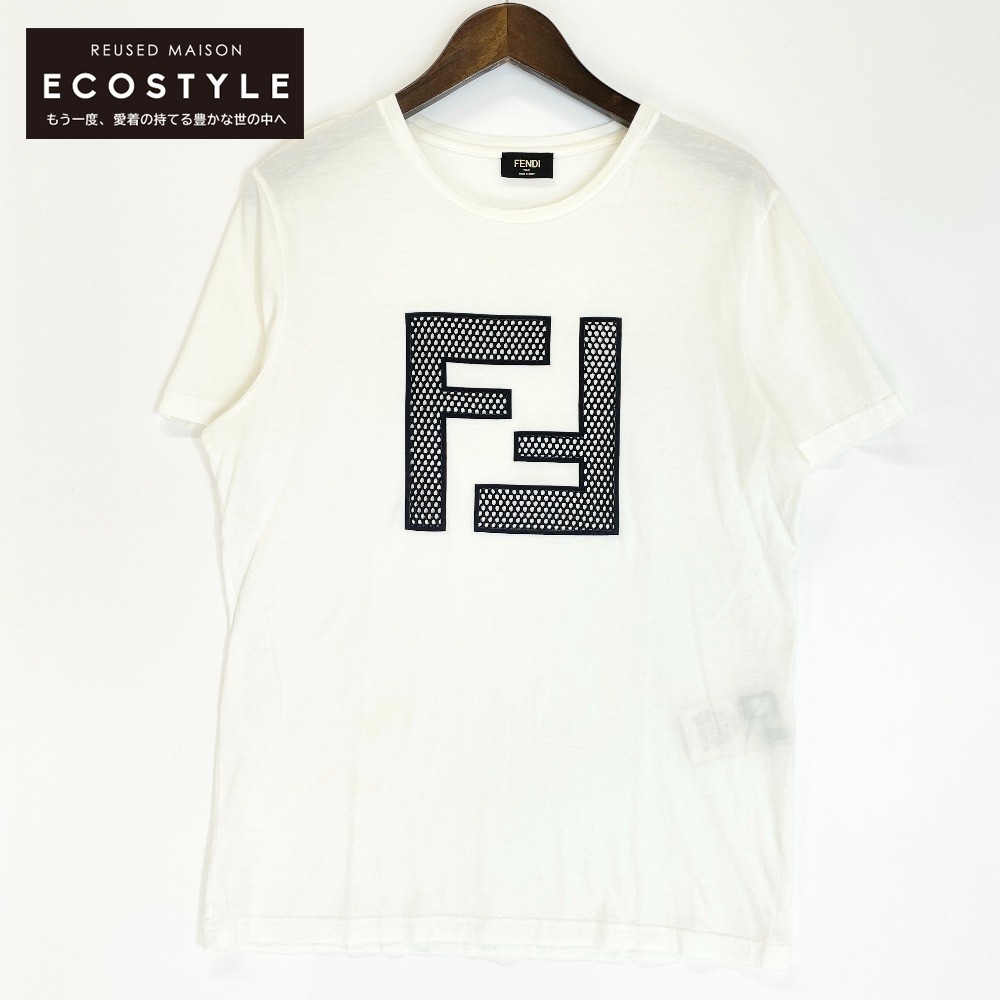 【楽天市場】FENDI フェンディ FAF532 A78M 白 メッシュロゴ Tシャツ トップス M ホワイト メンズ 【中古】：ブランドリサイクル エコスタイル