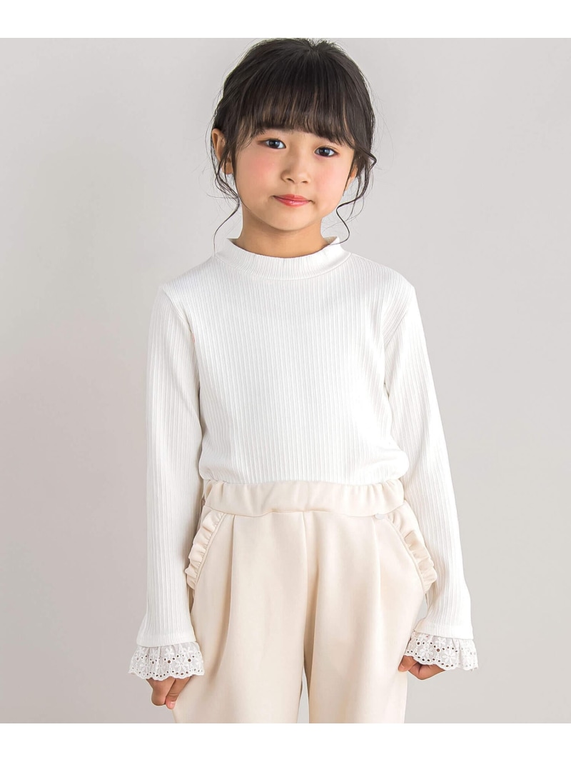 【楽天市場】【SALE／30%OFF】BeBe Petits Pois Vert 【店舗限定】リブ袖レーストップス(95~160cm) ベベ ...