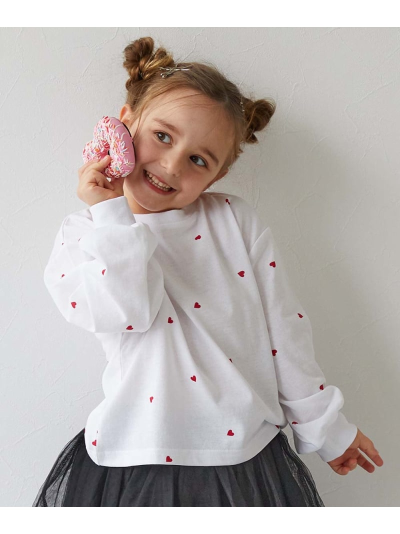 【楽天市場】devirock ハート総柄 長袖Tシャツ ロンT トップス 25SS デビロック トップス カットソー・Tシャツ ブラック ホワイト グレー：Rakuten Fashion Kids