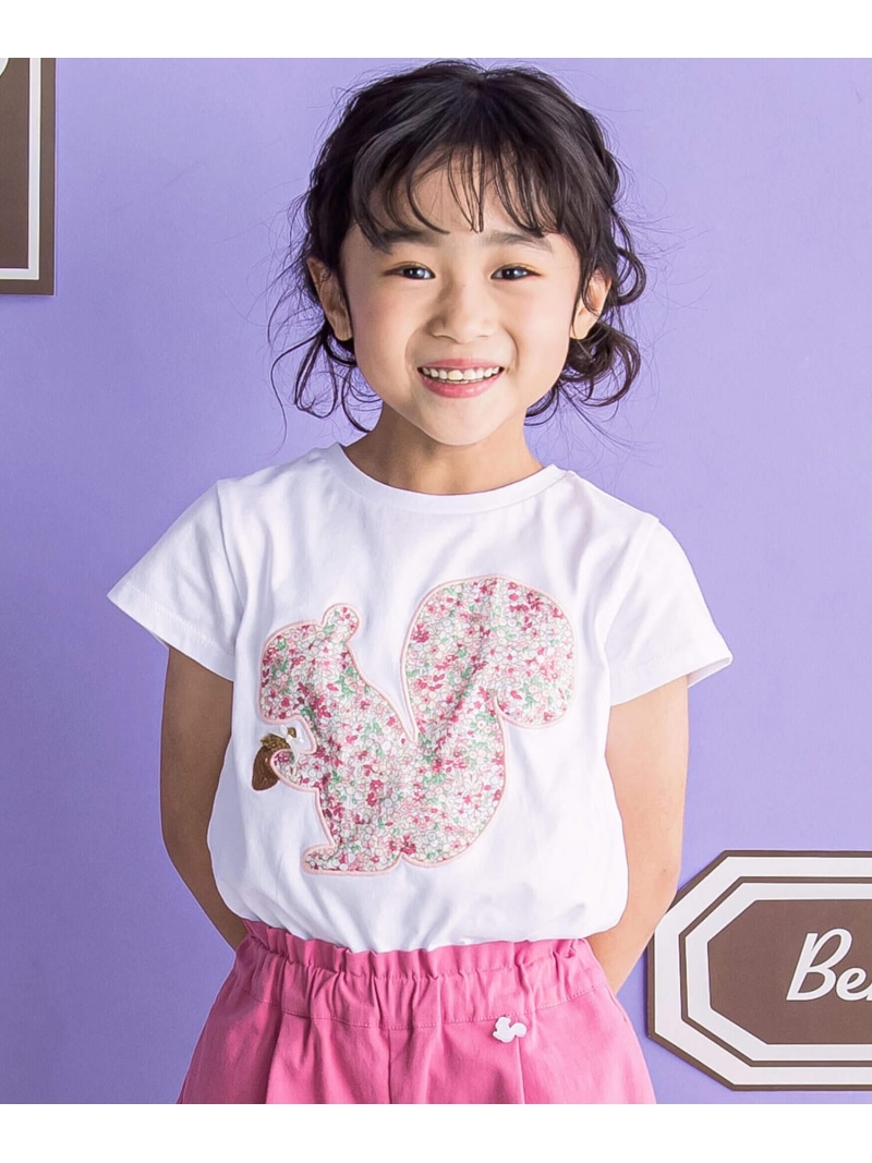 【楽天市場】【SALE／50%OFF】BeBe Petits Pois Vert リス花柄パッチワークトップス(95~150cm) ベベ ...