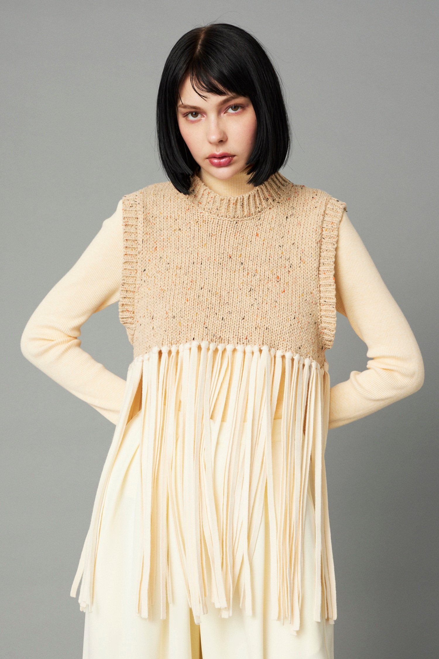 ヘリンドットサイ（HeRIN．CYE）/Fringe knit vest 楽天市場】【SALE／10%OFF】Fringe knit vest HeRIN.CYE ヘリンドット
