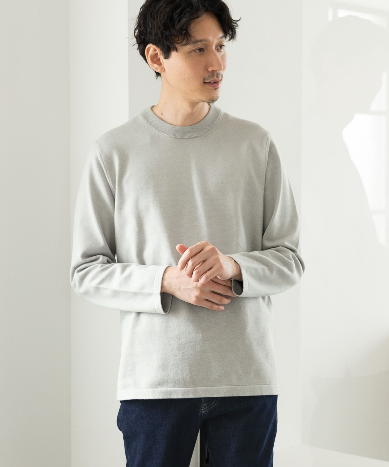 【SALE／30%OFF】GLOBAL WORK (M)メルティクルーネックPO/M グローバルワーク トップス ニット ブラック ベージュ グレー グリーン ブルー ネイビー