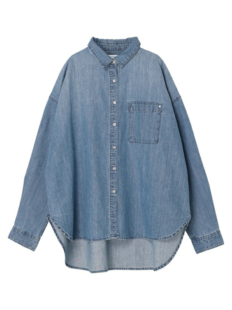 【SALE／60%OFF】AMERICAN HOLIC ポケット付きデニムシャツ アメリカンホリック トップス シャツ・ブラウス ブルー
