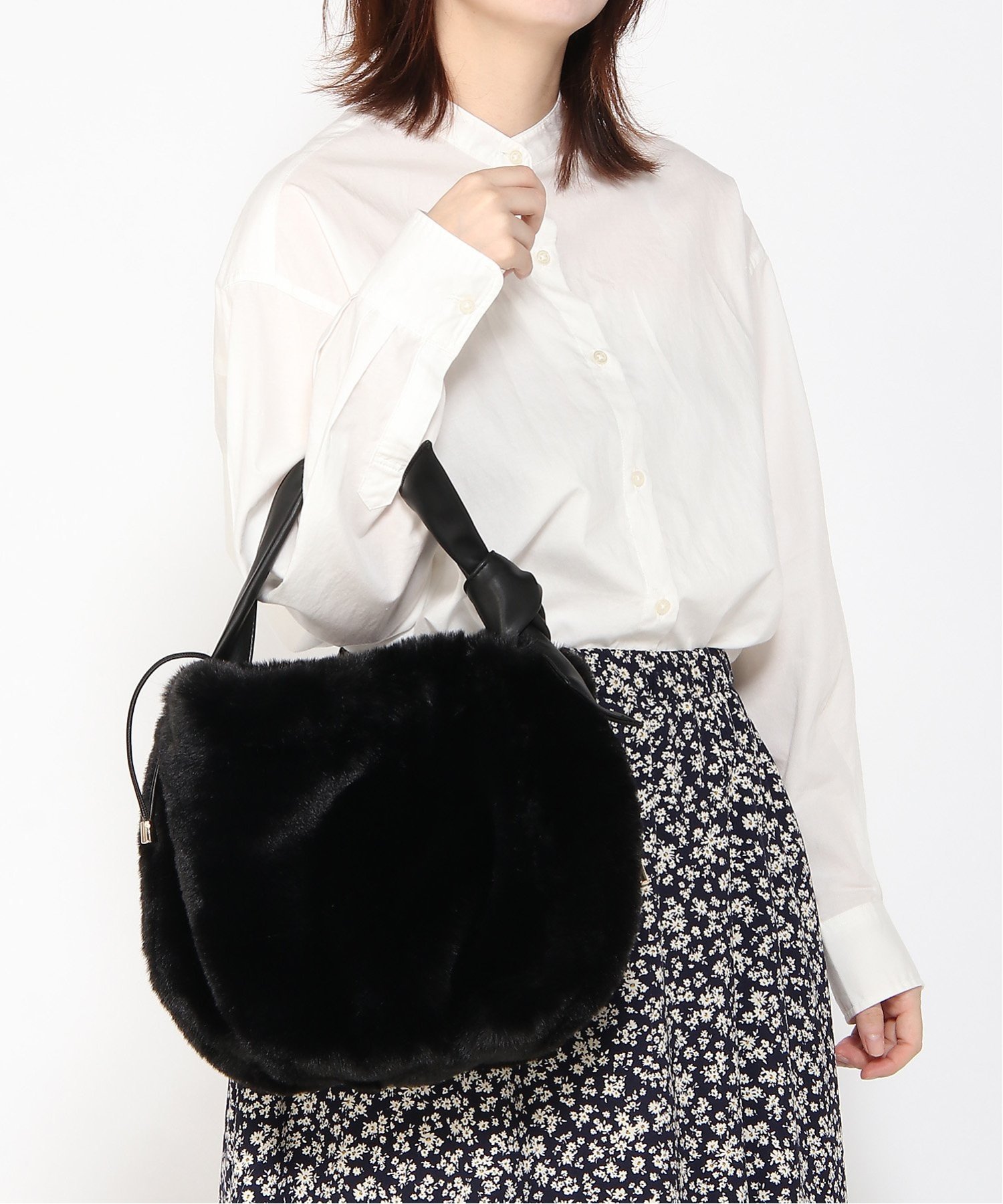 【SALE／50%OFF】cache cache (L)カシュカシュ cachecache / リボンハンドルエコファードロストバッグ アンビリオン バッグ ハンドバッグ ベージュ グレー ...