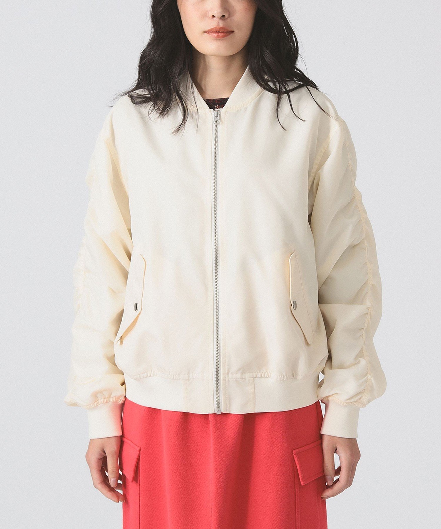 【SALE／60%OFF】Ray BEAMS アーム ギャザー MA-1 ブルゾン 25SS ミリタリー ビームス ウイメン ジャケット・アウター ブルゾン・ジャンパー カーキグリーン ...